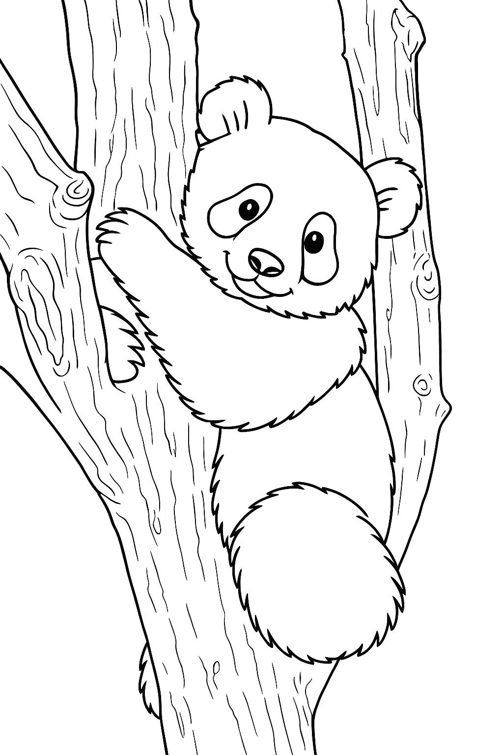 Coloring Page: Cuddly Panda Climbing a Tree: An Adorable Coloring Book ...