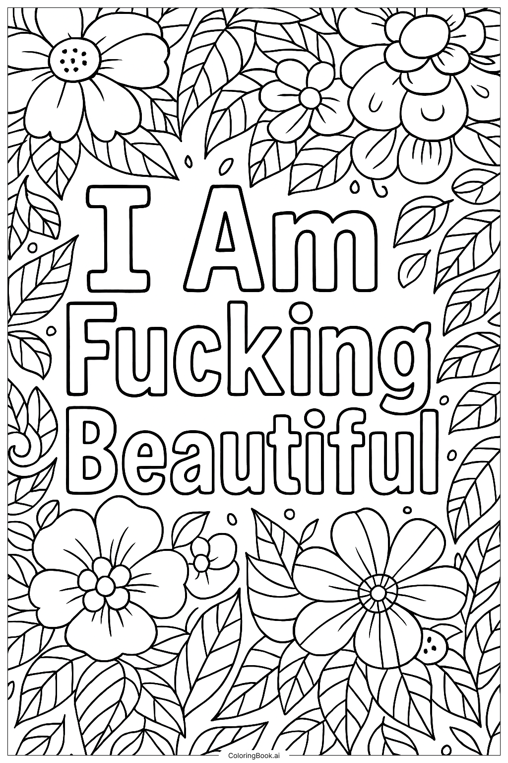 Coloring Page: Embrace Your Inner Beauty: A Fun Coloring Page with a ...